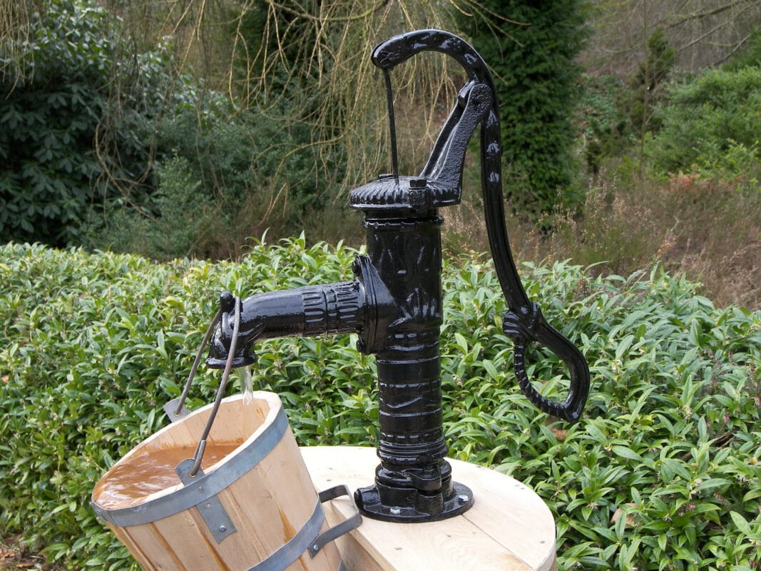 Waterpartij verhoogd met handpomp en dompelpomp - rondomton.nl